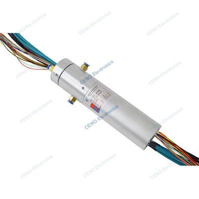 China Integrated Pneumatic Hydraulic Rotary Union Slip Ring 24 Circuits 2 Air Channels Ethernet for sale