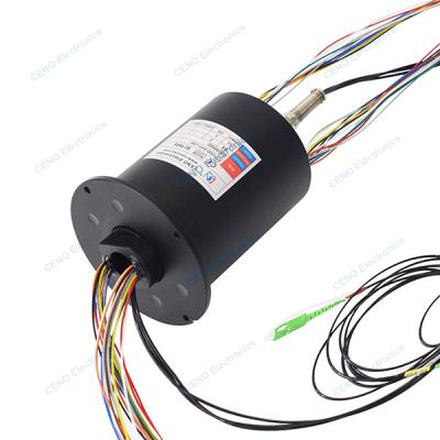 China Integrated Slip Ring 24 Circuits 5A with 3 Fiber Optic Rotary Joint 86mm for sale