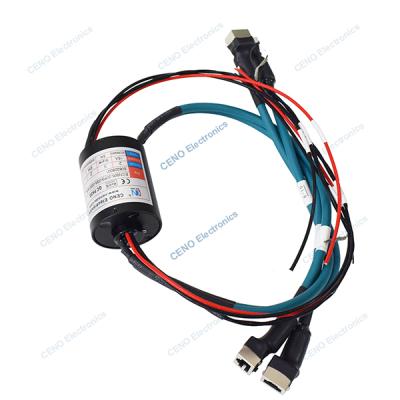 China Through Hole Ethernet Slip Ring 5mm ID 2x15A Power 100M Signal for Robotics for sale