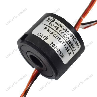 China Compact Through-Bore Slip Ring 7mm Bore 22mm OD 4 Circuits Precious Metal Contacts for sale