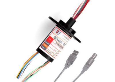 China Capsule USB Slip Ring with 2×2A Power Circuits and USB 2.0 Signal Transmission for 0-10 RPM Applications for sale
