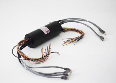 China Ethernet Slip Ring RJ45 Connector 25.4mm Through Bore 300rpm Industrial Rotary Joint for sale