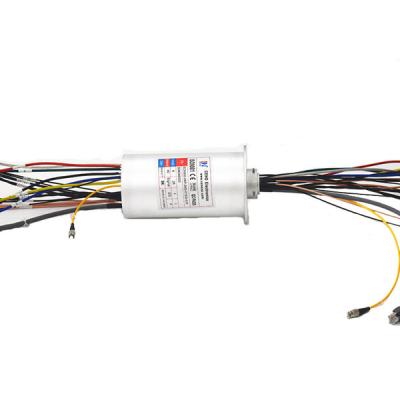 China Hybrid Fiber Optic Rotary Joint 1 Channel Gigabit Ethernet Power Slip Ring 40A for sale