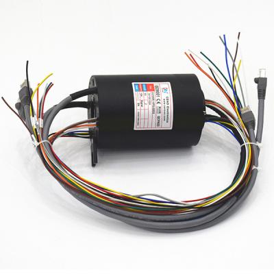 China CENO Ethernet Slip Ring 25.4mm Through Bore Precious Metal Contact RJ45 CAT5E CAT6 for sale