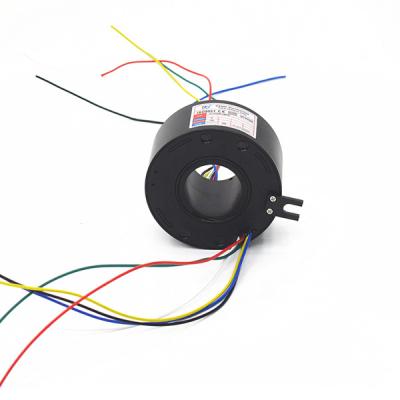 China Compact 50mm Through Hole Slip Ring Hollow Shaft Rotary Electrical Interface 6 Circuits 15A for sale