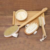 China Boar Bristle Exfoliating Bath Brush Wooden Back Scrubber For Body for sale