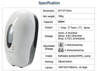 China 1.5 CC No Touch Hand Sanitizer Dispenser 280ml automatic hand sanitizer for sale