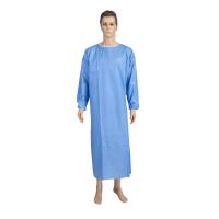 China Reinforced 35gsm Sms Isolation Gown Blue Knit Cuffs Operation Coat for sale