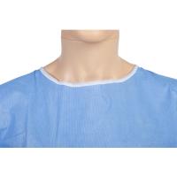 China Reinforced 35gsm Sms Isolation Gown Blue Knit Cuffs Operation Coat for sale