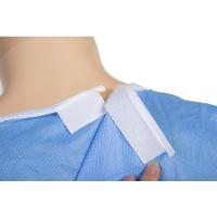 China Reinforced 35gsm Sms Isolation Gown Blue Knit Cuffs Operation Coat for sale