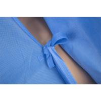 China Reinforced 35gsm Sms Isolation Gown Blue Knit Cuffs Operation Coat for sale