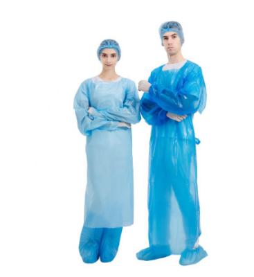China Waterproof Disposable Cpe Apron Gowns With Rubber Cuffs for sale