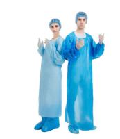China Waterproof Disposable Cpe Apron Gowns With Rubber Cuffs for sale