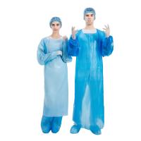 China Waterproof Disposable Cpe Apron Gowns With Rubber Cuffs for sale