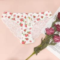 China Women Printing Flower Lace Panties Cotton Wholesale 12pcs/pack Mix Colors One Dozen Women Panties for sale