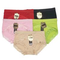 China Women's Lace Underwear Briefs Low-Rise Solid Color Lace Decorated Women Underwear for sale
