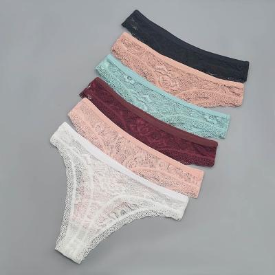 China Best Selling Thongs for Women Wholesale 12PCS/Pack Lace Sexy Thongs Panties Mix All Colors Evenly in One Pack Women Thongs for sale