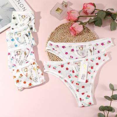 China Women Briefs Hipster Printing Design One Size Briefs New Flowers Wholesale Underwear Panties for Women for sale