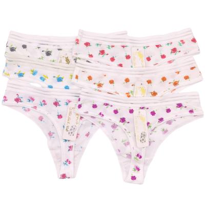 China New Arrival Panties Thongs Cotton Kailaisiniao New Printed Flowers 12pcs/dozen Mix Colors Printed Thongs for Women for sale