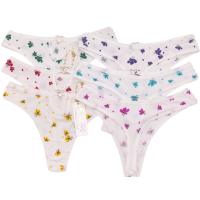 China Women Thongs Panties Underwear Cotton High Quality Thongs Women Lingerie 12pcs/dozen Mix Colors Printed Thongs for Women for sale