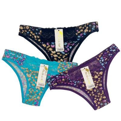 China High Quality Ladies Undergarments Underwear Printing Flower Lace Cotton Women's Panties Wholesale Custom OEM ODM Hipster Briefs for sale