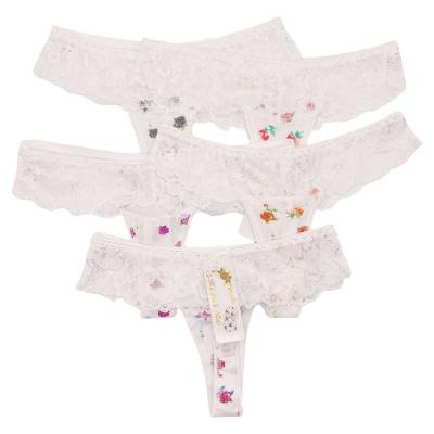 China New Arrival Women Thongs G-String Printing Flowers Thong Panties Women Wholesale Underwear Ladies for sale