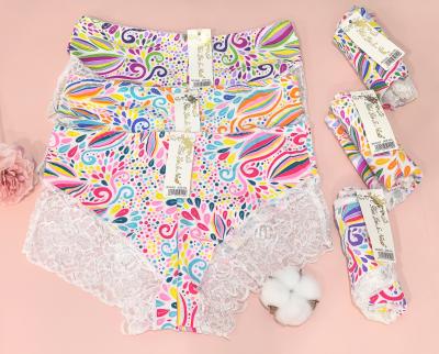 China Women New Arrival Printing Flowers Lace Lingerie Underpants Briefs Good Material 12PCS/Pack Contact Us to Custom Your Brand for sale
