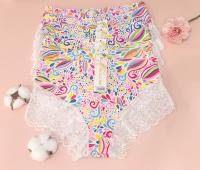 China Women New Arrival Printing Flowers Lace Lingerie Underpants Briefs Good Material 12PCS/Pack Contact Us to Custom Your Brand for sale