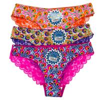 China Women Girls Low-Rise Lace Panties Flamingo Feather Print Adult Wholesale Sexy Lingerie Multi-Color Popular Low-Priced Plain Dyed for sale