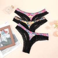 China Women's Thong Lace Black Color Thong Panties Low Waist Translucent Lace Low Rise Thong Panties for Women for sale