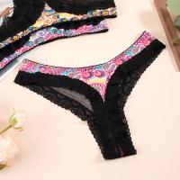 China Women's Thong Lace Black Color Thong Panties Low Waist Translucent Lace Low Rise Thong Panties for Women for sale