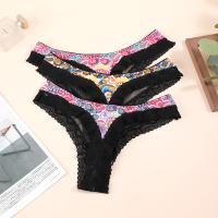 China Women's Thong Lace Black Color Thong Panties Low Waist Translucent Lace Low Rise Thong Panties for Women for sale