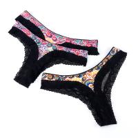 China Women's Thong Lace Black Color Thong Panties Low Waist Translucent Lace Low Rise Thong Panties for Women for sale