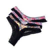 China Women's Thong Lace Black Color Thong Panties Low Waist Translucent Lace Low Rise Thong Panties for Women for sale