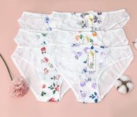 China 2025 Spring Design High Quality Good Material 12pcs/Pack Flowers Printing Lace Underpants for Women for sale