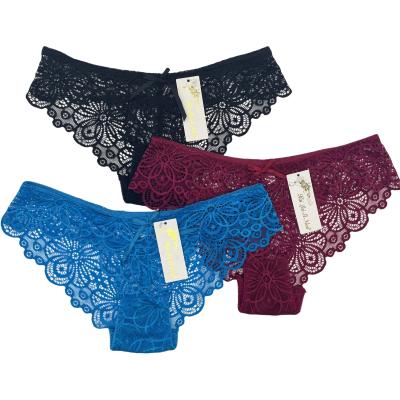 China Hot Sale 100% Lace Women's Sexy Low-Rise Panties Bow Decorated Translucent Underwear Wholesale Price Adults for sale