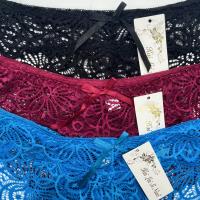 China Hot Sale 100% Lace Women's Sexy Low-Rise Panties Bow Decorated Translucent Underwear Wholesale Price Adults for sale