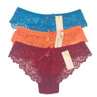 China Hot Sale 100% Lace Women's Sexy Low-Rise Panties Bow Decorated Translucent Underwear Wholesale Price Adults for sale