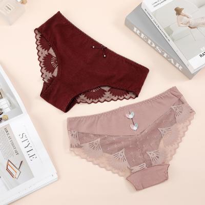 China Women's Lace Cotton Under Panties   for Women 95% Combed Cotton Provide Custom Wholesale Adult Female Lady Girl Underwear for sale