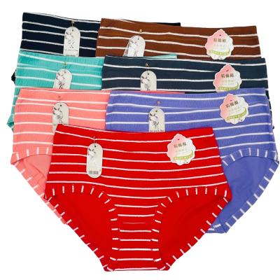 China Plus Size Cotton Women Stripe Pattern Women Panties Underwear Wholesale Direct Support Oem Odm Custom for sale