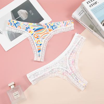China Manufacturer Customized Sexy Lace Thong Underwear for Africans Knitted Hot Women's Sexy Ladies Thong Undergarments for sale