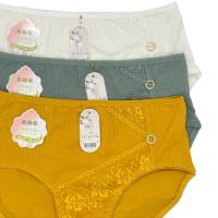 China High Quality Women's Panties Mid-Rise Combed Cotton Lace Everyday Wear Solid Color Underpants for Women Female for sale