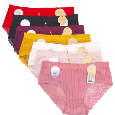 China New Arrival Lace Women Underpants 100% Modal Cotton Women Lingerie Breathable Lace Briefs Colorful Panties for Women for sale