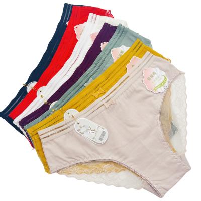 China High Elasticity Soft Sexy Lace Ladies Breathable Panties Briefs for Women's Cotton Underwear for sale