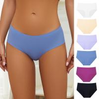 China Ice Silk Touch Women Slip Wholesale Middle Waist Seamless Underwear Ladies Solid Seamless Panties Summer Spring for sale
