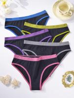 China Women Hot Women's Contrast Color Low Waist Briefs Seamless Hip Sexy Underwear Women Wholesale Underpants for sale
