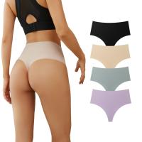 China Bikini Thong Ice Silk Breathable Quick Dry Cotton Crotch High Quality  Seamless Thong Wholesale High Waisted Thongs for Women for sale