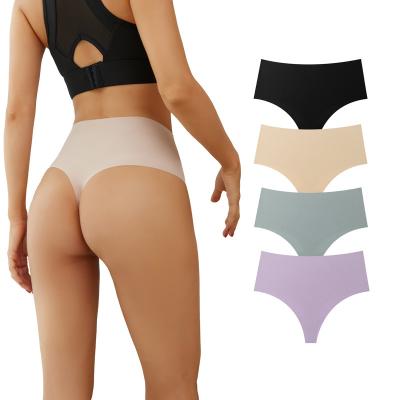 China Bikini Thong Ice Silk Breathable Quick Dry Cotton Crotch High Quality  Seamless Thong Wholesale High Waisted Thongs for Women for sale