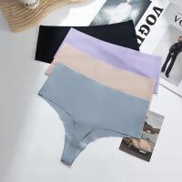 China Bikini Thong Ice Silk Breathable Quick Dry Cotton Crotch High Quality  Seamless Thong Wholesale High Waisted Thongs for Women for sale