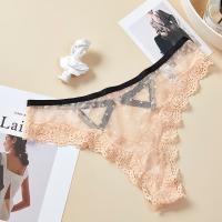 China Women Lace Mesh Polka-dot Thong Female Transparent Hollow Low Waist Cotton Crotch Triangle T Pants Sexy Panties For Women for sale